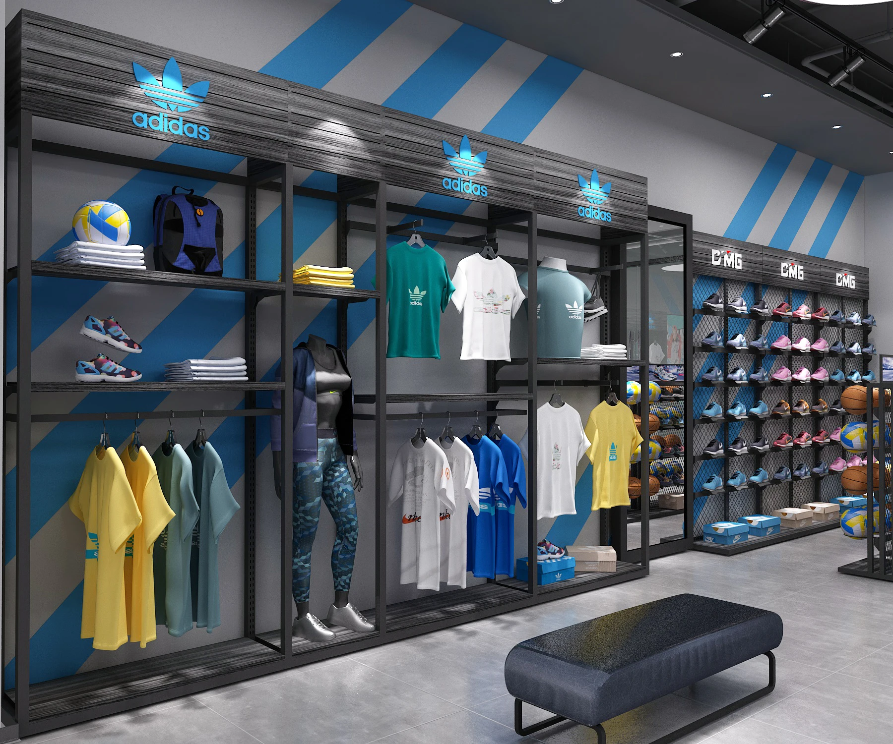 Iron Display Stand Pillar For Sundry Men's Clothing Rack Floor Type For ...