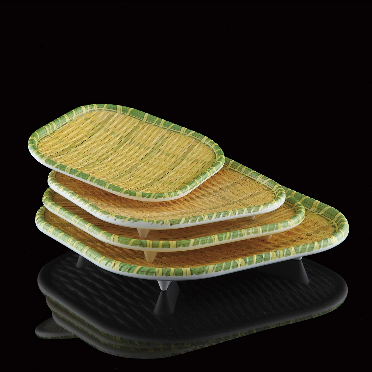 Eco-Friendly Salad Plate with Bamboo Print Charged Melamine Dish ...