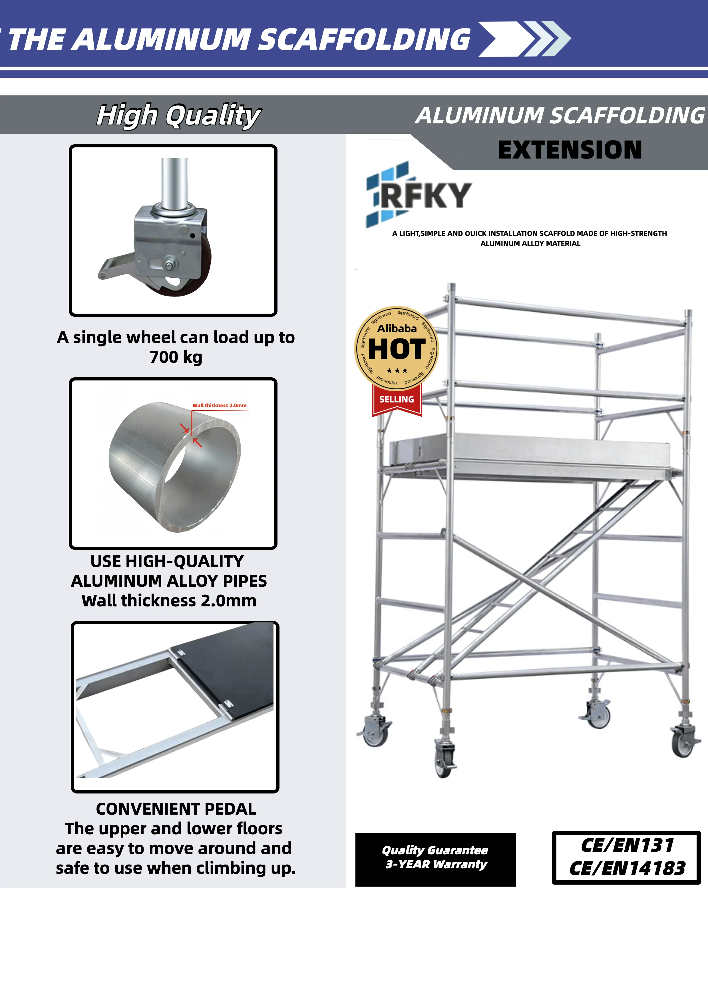 High Quality Aluminium Mobile Scaffolding - Double Width
