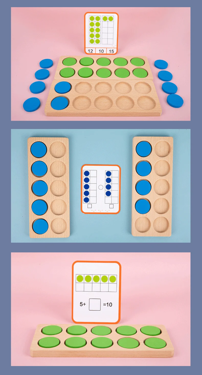 Wooden Number Puzzle Sorting Montessori Toys Shape Sorting Counting ...