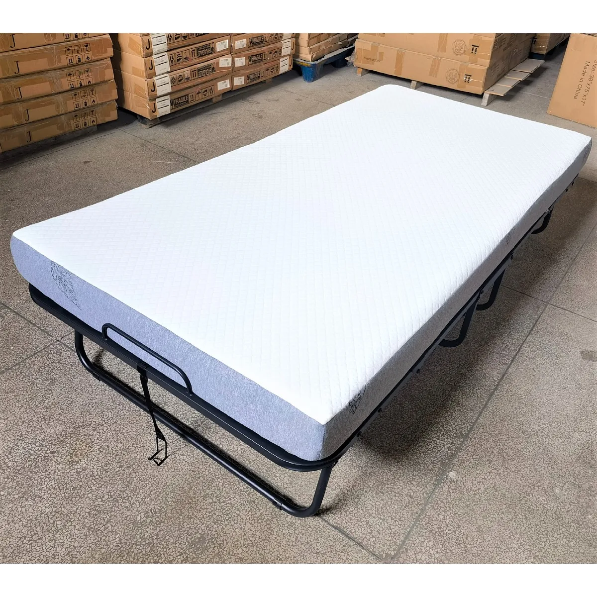 Portable Folding Bed - Durable Steel Frame & Mattress