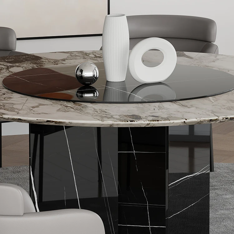 Commercial Natural Marble Round Rotating Dining Table – PGR Furniture