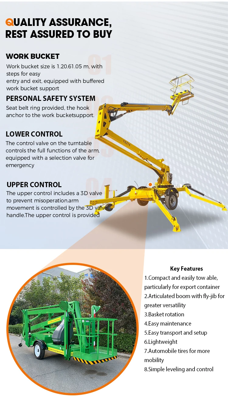 Telescopic Motorized Lifter Tow Behind Cherry Picker Boom Lift Red 1200 ...