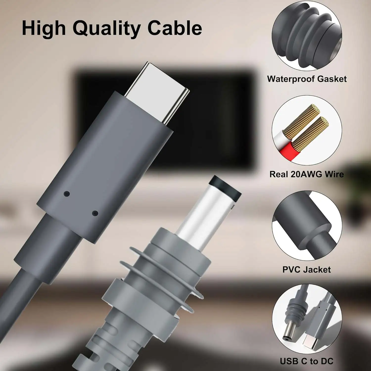 For Starlink Mini USB Type-C to DC Power Cable 2M 3M 5M Waterproof ...