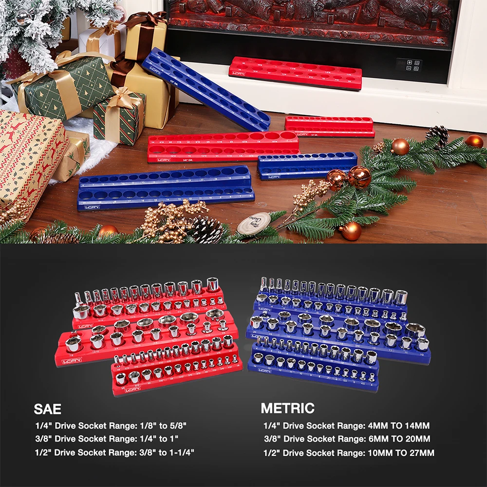 Portable Magnetic Socket Organizer Holder 6-piece 1/4 3/8 1/2inch ...