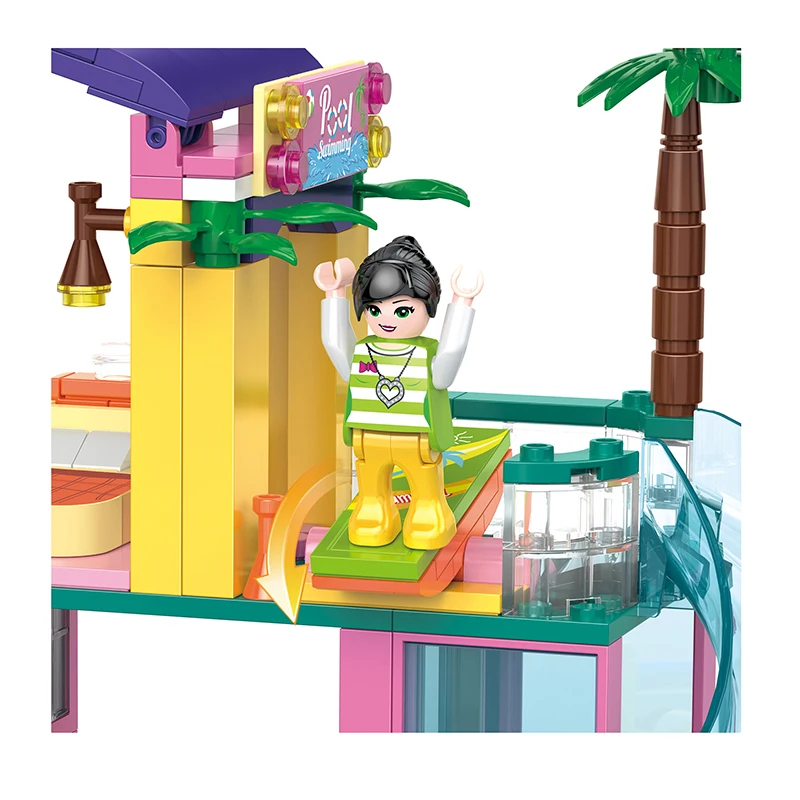 Cogo Toy 390 Pcs Educational Building Blocks Water Park Girls Gift 3d ...
