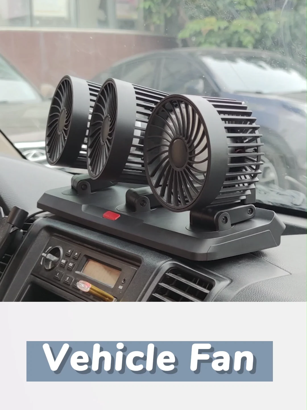 2-in-1 3 Heads Car Fan 360 Degree Rotating 3 Speeds Cooling Air ...