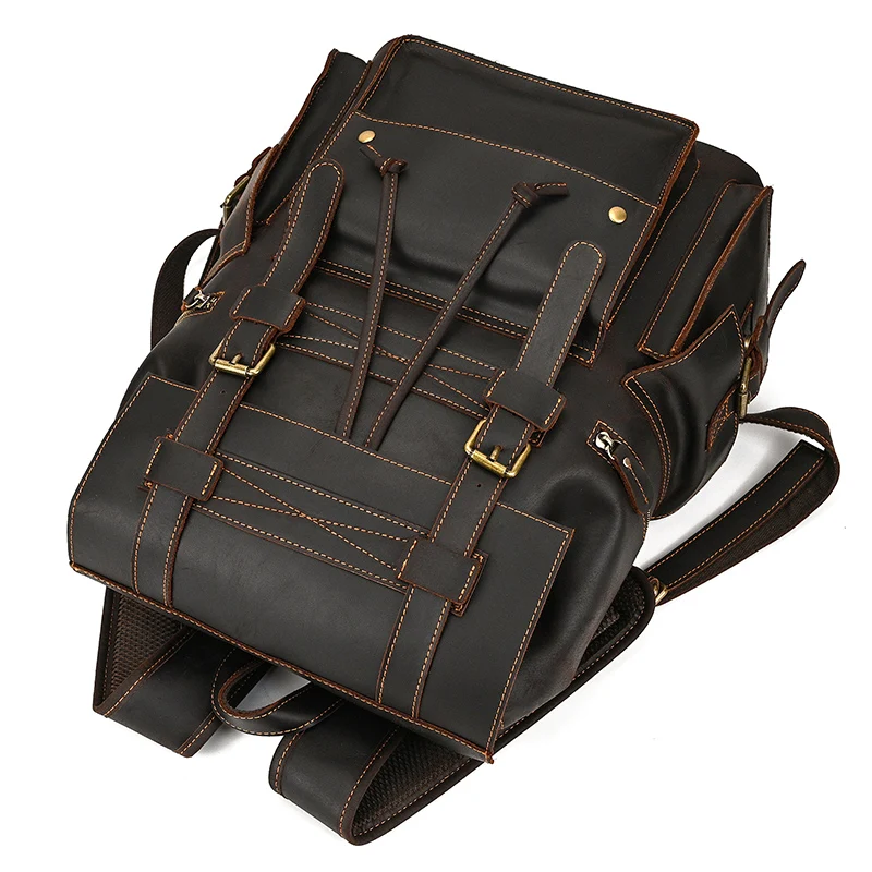 Genuine Leather Vintage Fashion Men's Backpack - Anti-Theft Laptop Bag ...