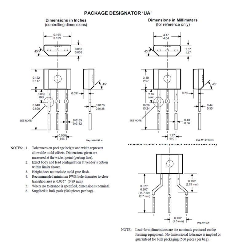 3144/3503/41F/44E/49E/OH137/U18 Magnetic Sensor Hall Effect Switch