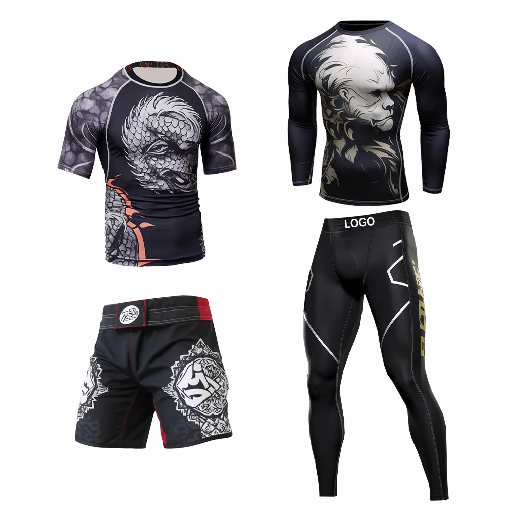 Men's Sports Active Running Long Sleeve Rash Guard Pants Shirts ...