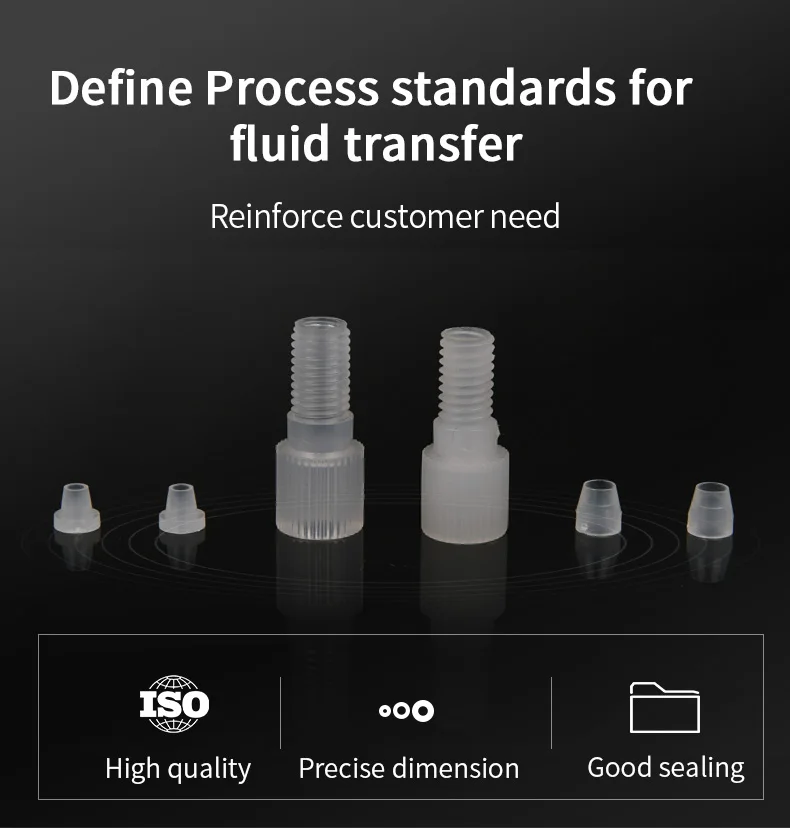 Medical Grade Tube Connector Thread PP PFA PTFE Ferrule