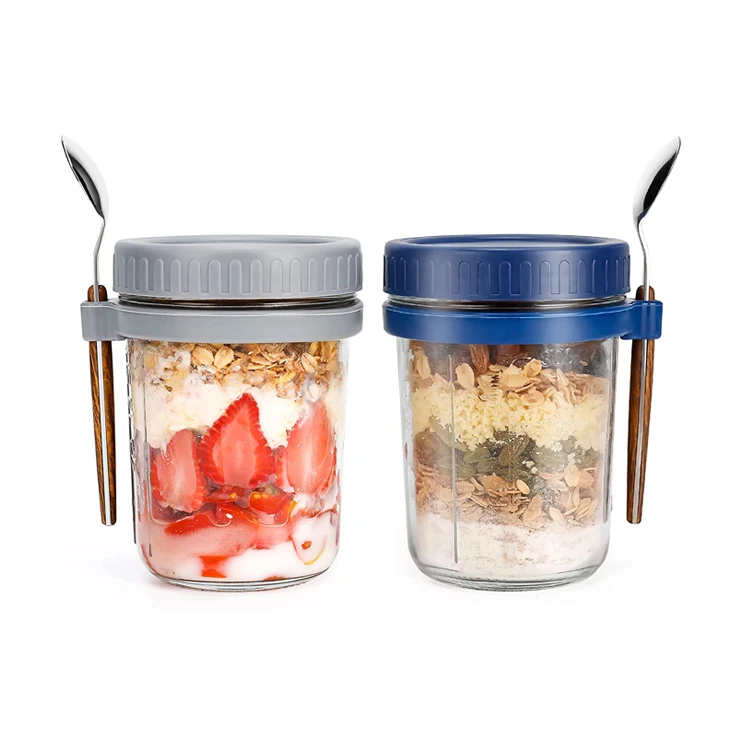 10 oz Wide Mouth Airtight Container Mason Yogurt Overnight Oats Jars ...