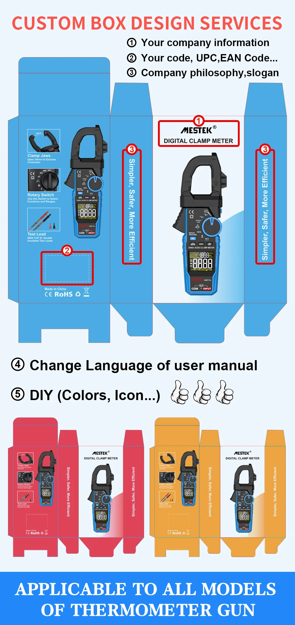 CM87PRO Digital Clamp Meter 1000A - True RMS AC/DC Current Tester with ...