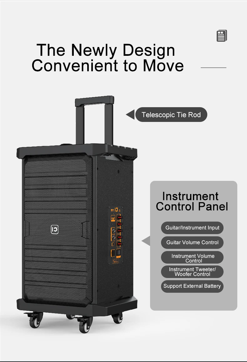 Professional Trolley Speaker SHIDU K30 120W Big Power Party Karaoke ...
