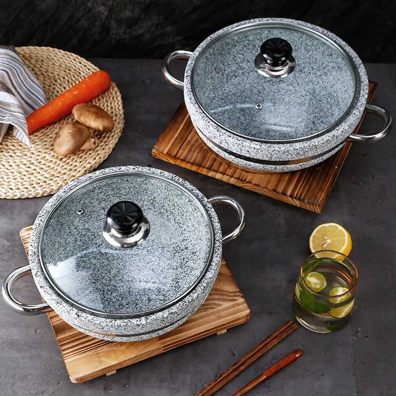 Hot Sale Natural Granite Stone Cooking Pot With Two Handles Cookware ...