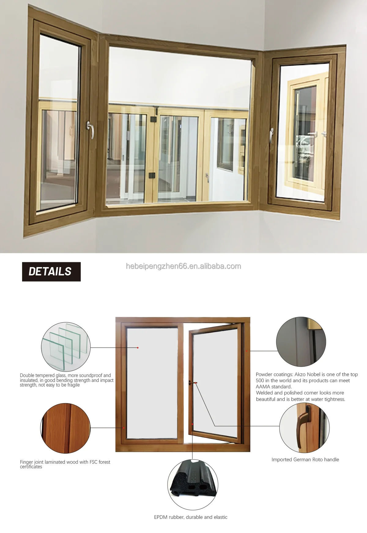 Penjoy Modern House Window Design - Wood Frame Aluminum Clad Casement ...