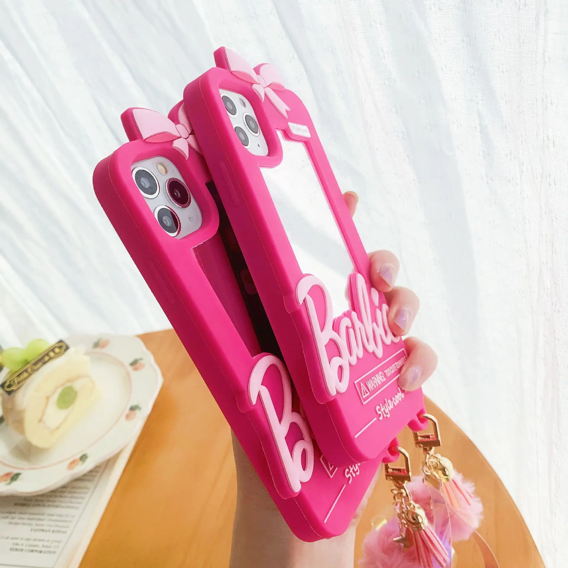 Luxury Girl Lovely Pink Mirror Barbie Cell Phone Case For Phone 14 13 ...