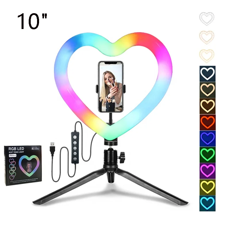 6-10-13inch Led Fill Light Heart Shaped Selfie 6-10-13inch beauty RGB ...