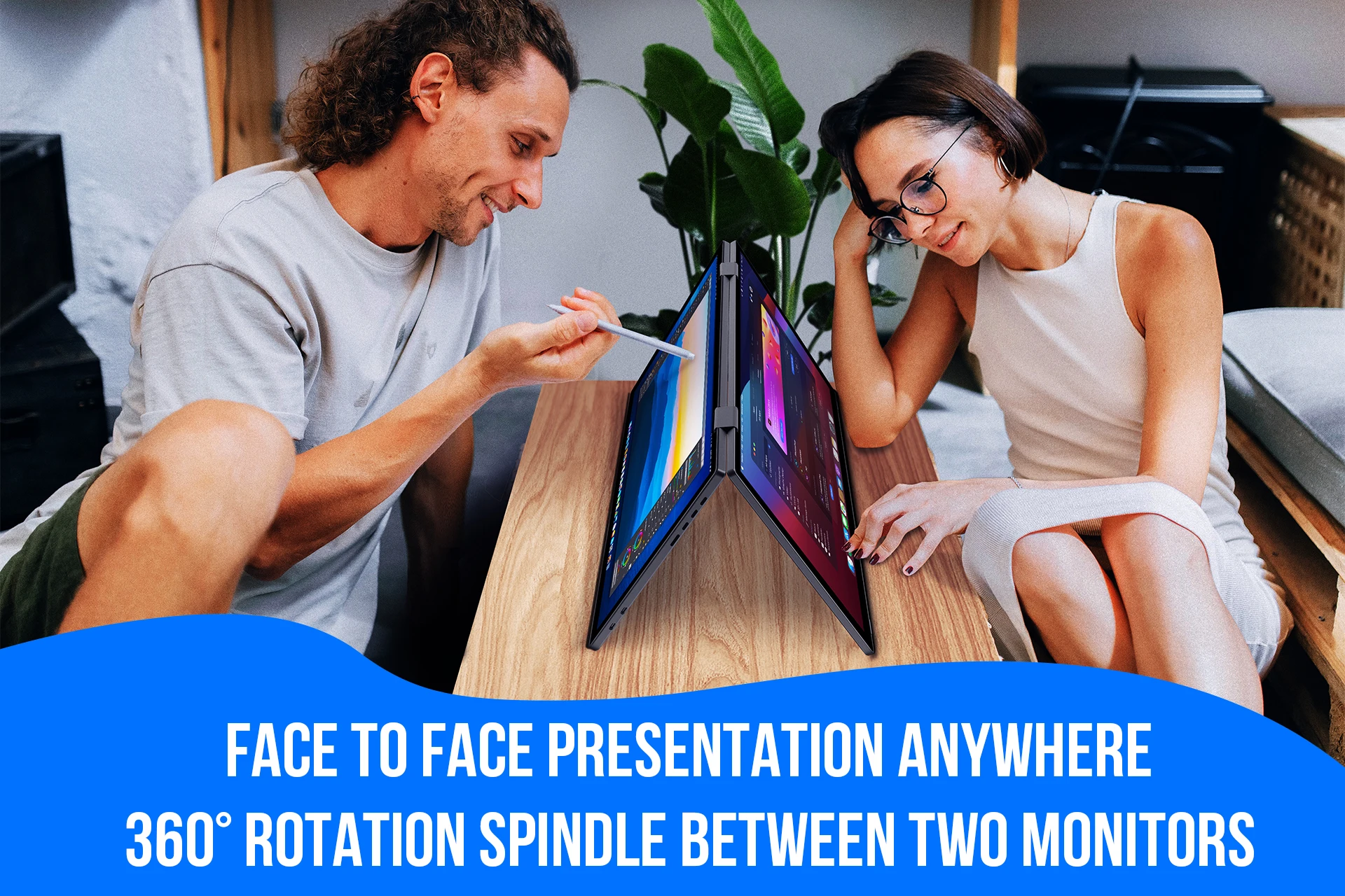 Dual Monitor Setup - Portable 2 X 15.6 Inch Flexible Screen