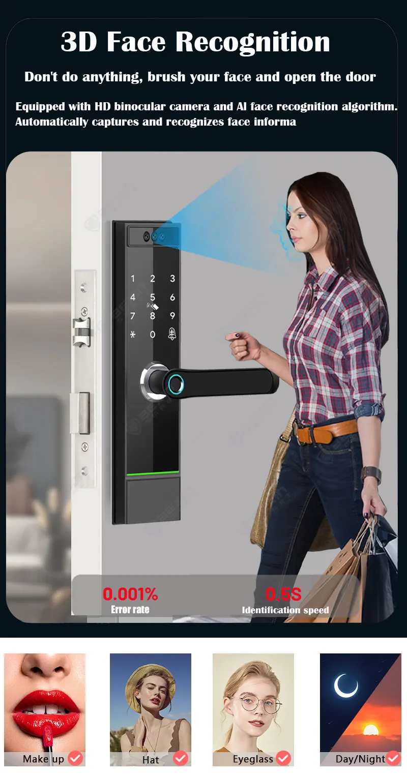 3d Face Recognition Fingerprint Door Lock Smart Tuya Wifi Intelligent ...