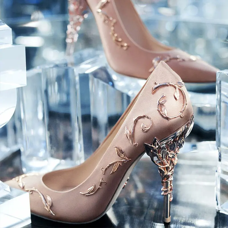 Custom Women’s Super High Stiletto Heels with Metal Decoration