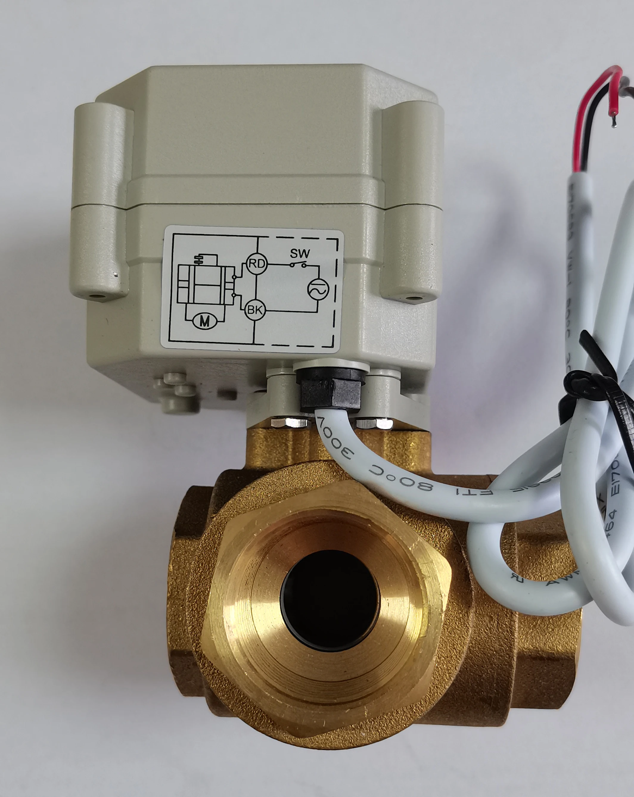 TKFM 3 Way Electric Motorized T Shape Ball Valve - Brass