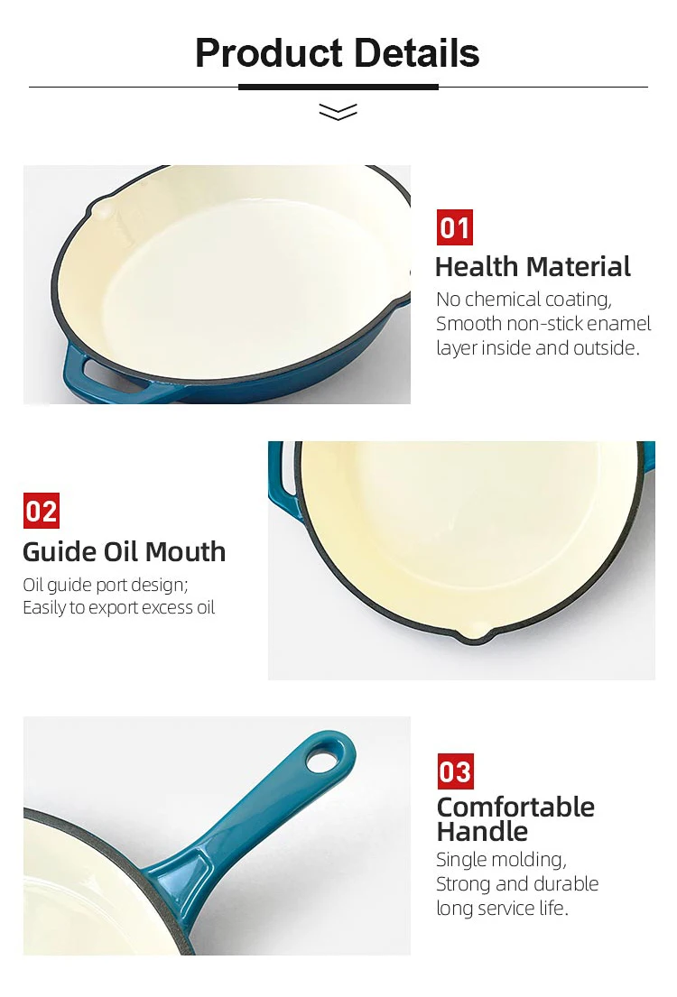 Enamel Cookware Set Enamel Cast Iron Frying Pan Round Enamel Non Stick ...