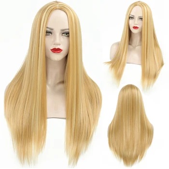 Perruque Synthétique Longue Lisse Et Soyeuse — Noble,Perruques Blondes ...