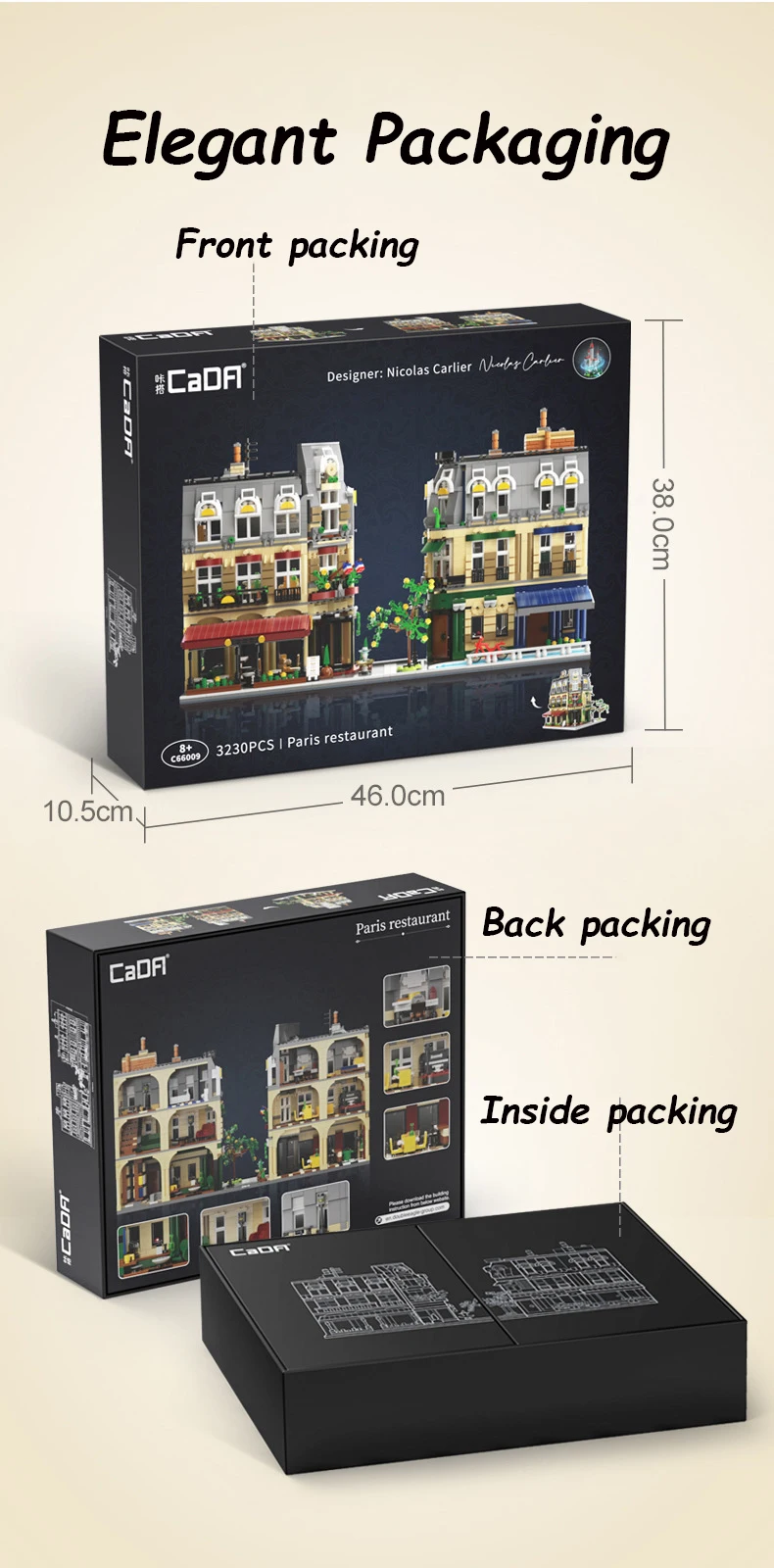 3230pcs Cada C66009 Moc Paris Restaurant Building Blocks Set Friends ...