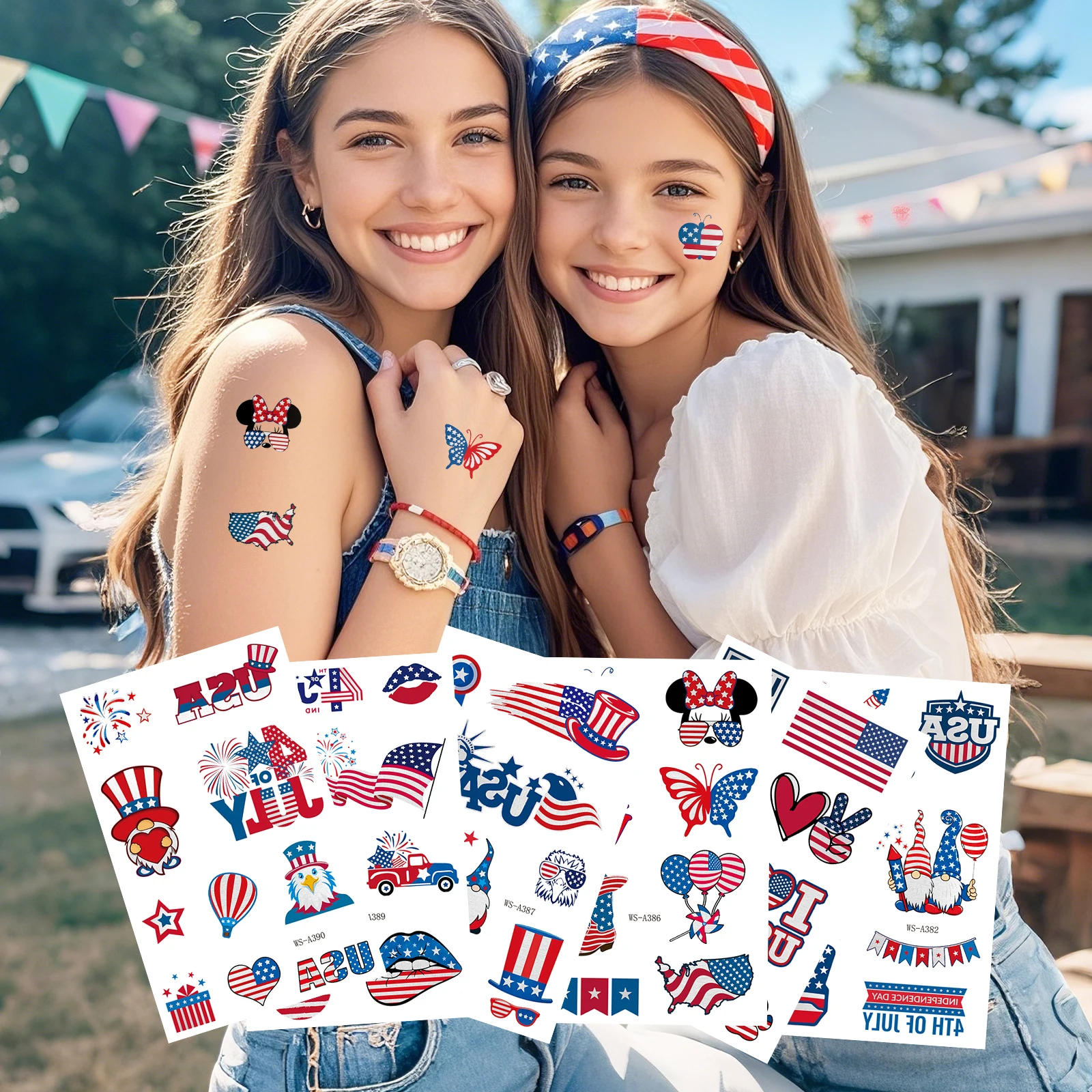 4th Of Jul Temporary Tattoos American Flag Tattoos For Kids Women Men ...