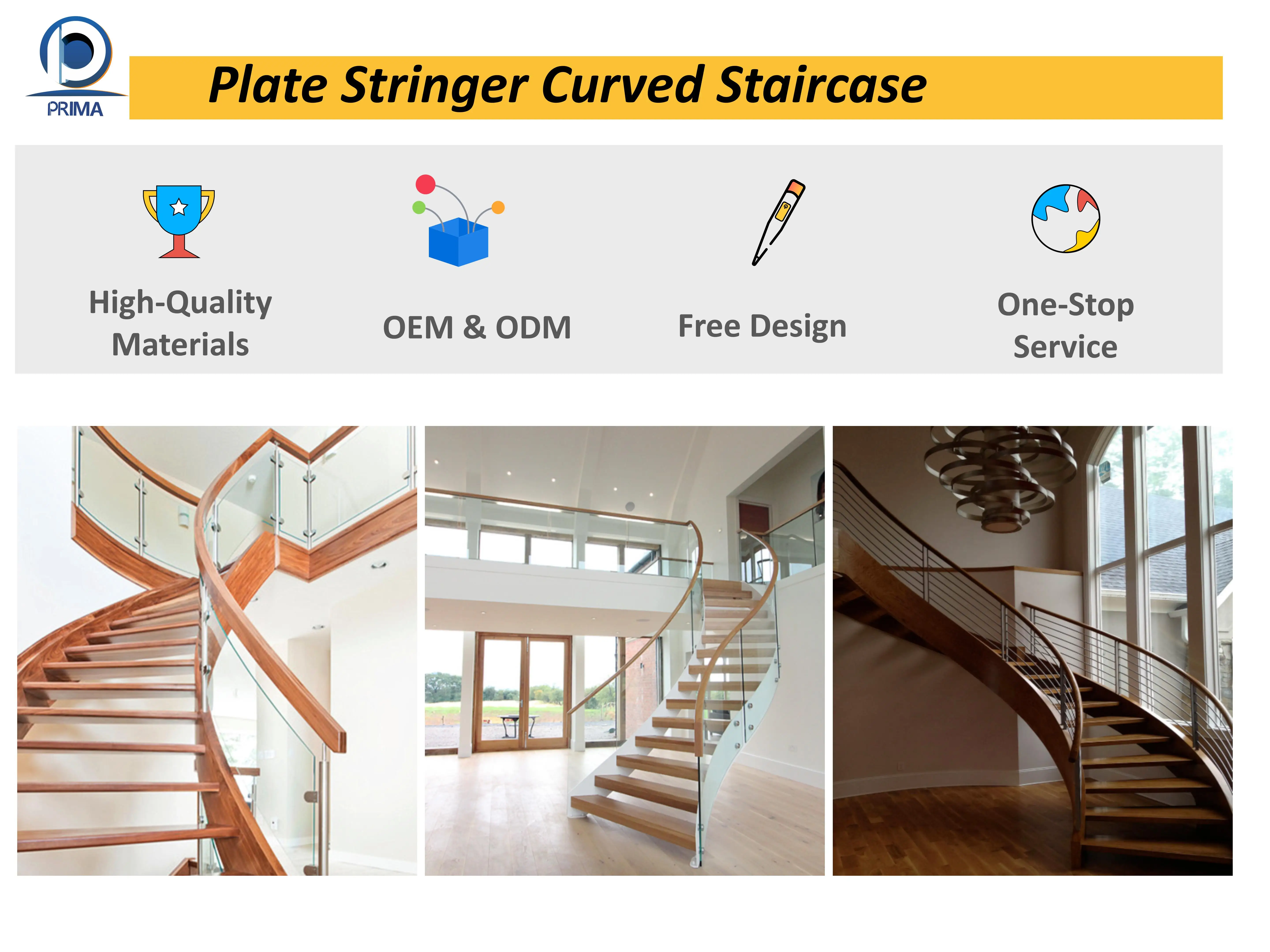 Prima Modern House Curved Staircase Timber Single Stringer Staircase ...