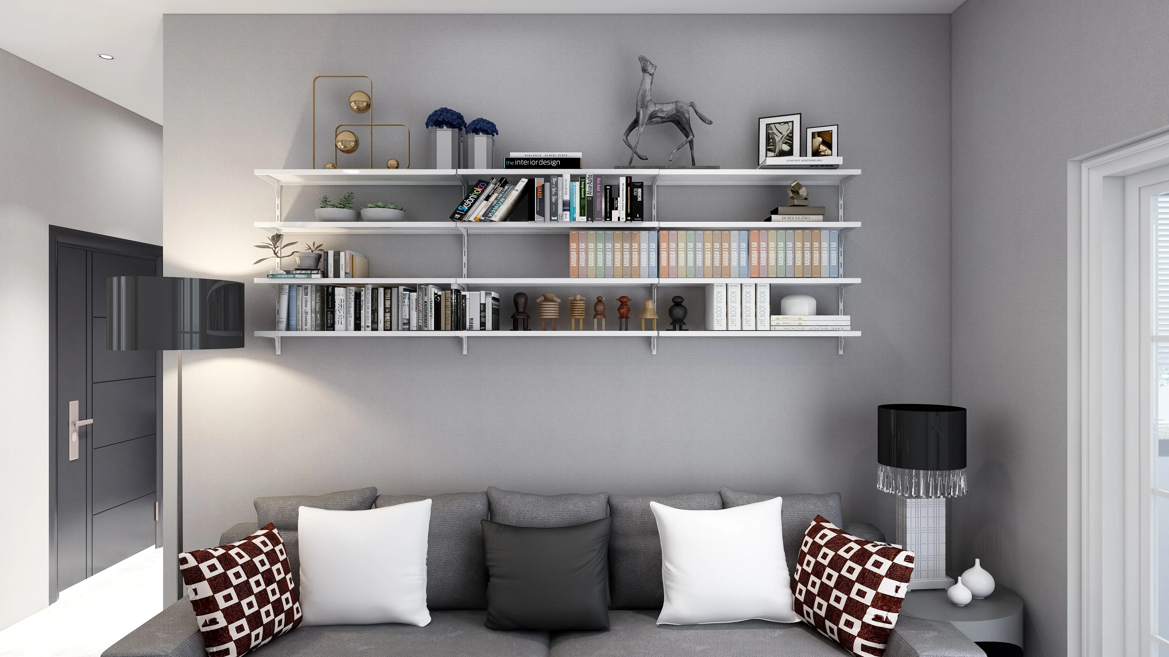 Bookshelf Wall Rail Upright Beam Accessories Metal Shelf Wall Mount ...