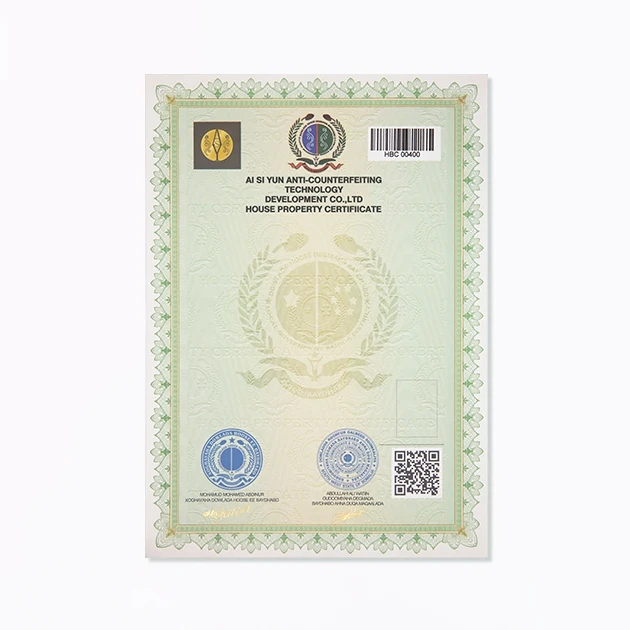 Custom Security Paper Certificate with Gold Hot Stamping - A4 Size Anti ...