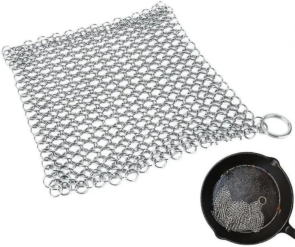 316 Stainless Steel Chainmail Scrubber Cast Iron Cleaner Ring Mesh ...