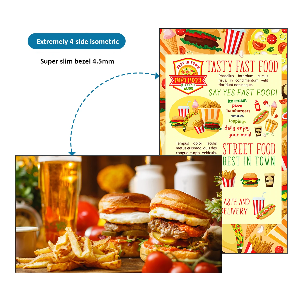 4K Indoor Digital Signage Menu Boards for Retail & Hotels