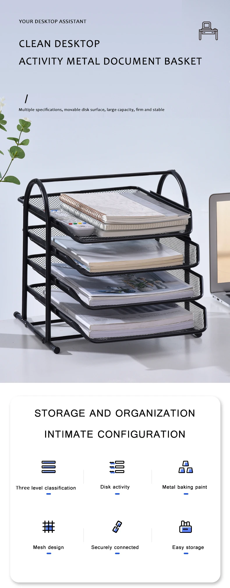 High Quality 4 Layer Mesh Desk Organizer Office A4 Paper Document File ...