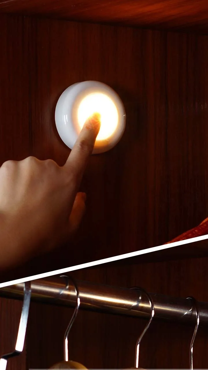 Removable Aaa Battery Tap Light Push Night Touch Light,Diming Led Puck ...