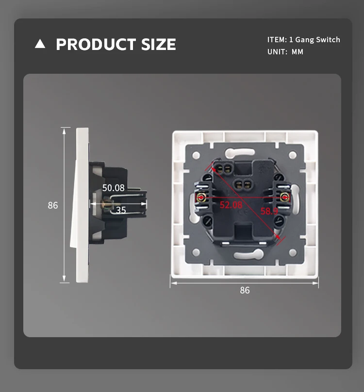 EU Standard Switch - Elegant Wall Plate Light Switch