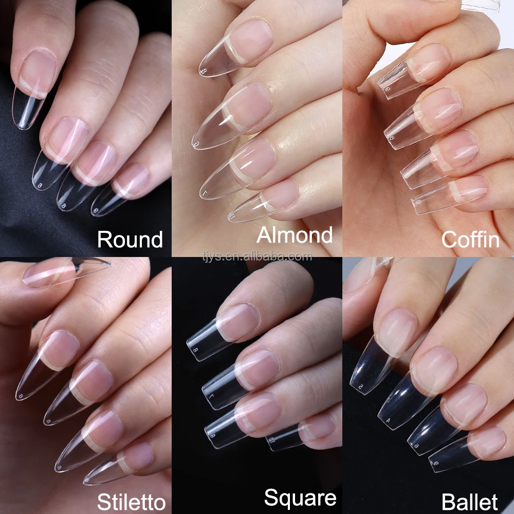 .hot Sale Soft Full Cover 600pcs Gel X Nail Tips Almond Oval Square ...