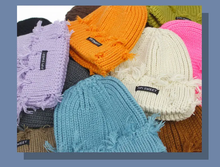 Qianzun Bulk Order Streetwear Winter Soft Acrylic Knit Custom Ripped ...