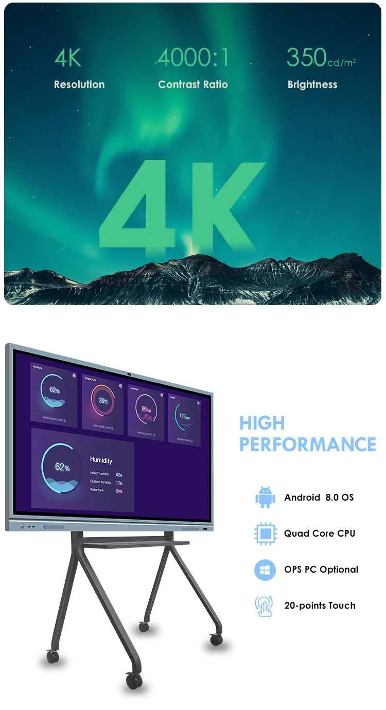 OEM Interactive Whiteboard Screen 4K Touch LCD Smart TV