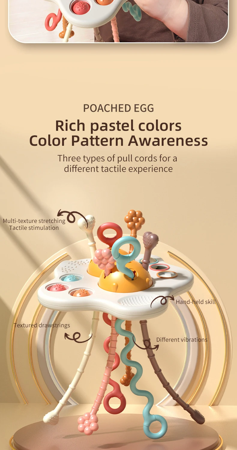 Infant Sensory Double Egg Yolk Pull Push Toy Teething Toys Hand Finger ...