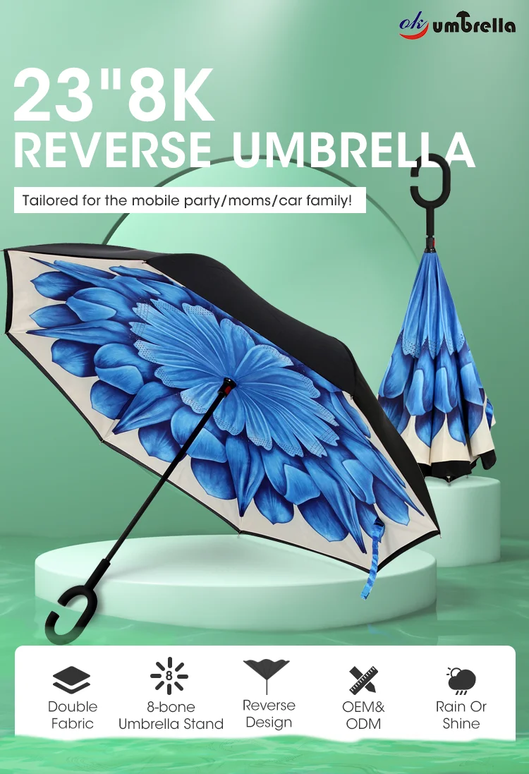 Ok Umbrella Logo Customized Inverted Umbrella Double Layer With C Shape ...
