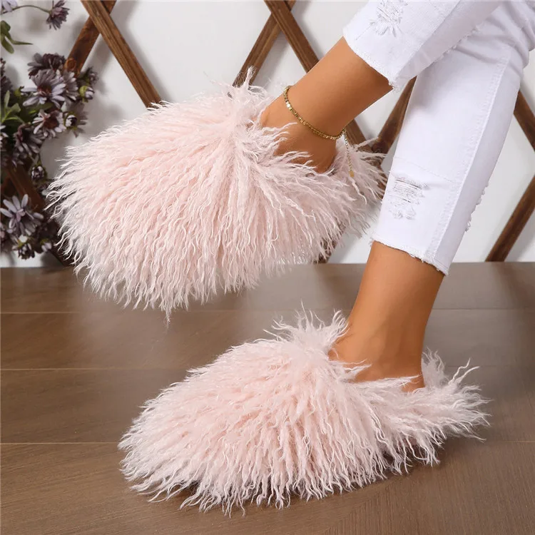 Winter Furry Shoes Women Fur Slippers Fluffy Luxury