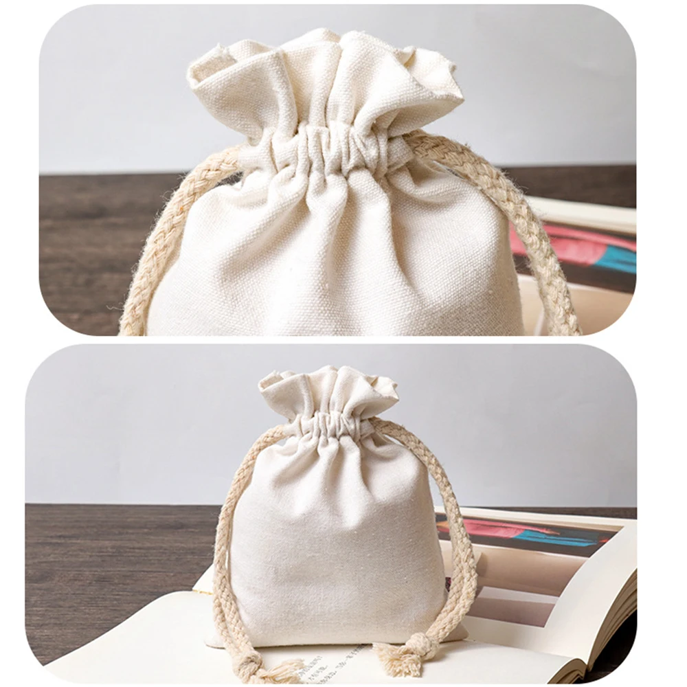 Organic Recycled Cotton Canvas Fabric Bag Small Drawstring Bag ...