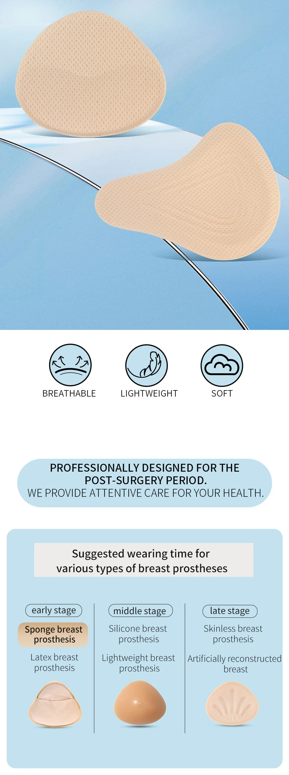 OEM/ODM Soft Cotton Breast Prosthesis for Women Post-Surgery Silicone ...