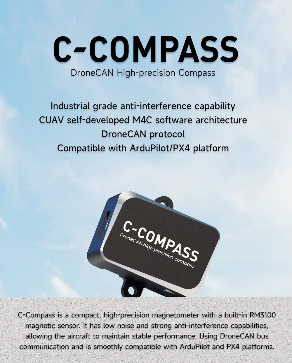 CUAV C-Compass External RM3100 Position Module for Drone Pixhawk ...
