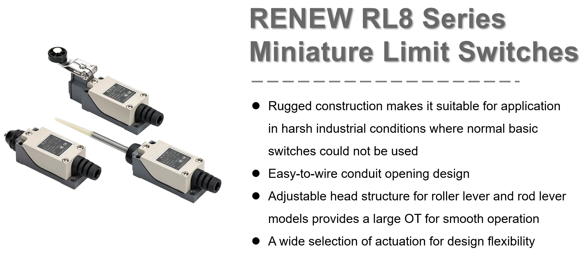 Customized Roller Lever Travel Switch RL8104 Zinc Alloy Cover Rigid ...