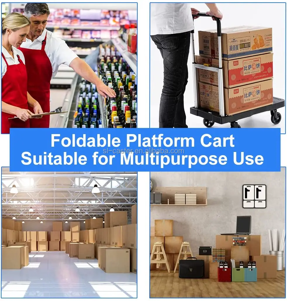 150kgs Heavy Duty Plastic Platform Trolley for Office Use