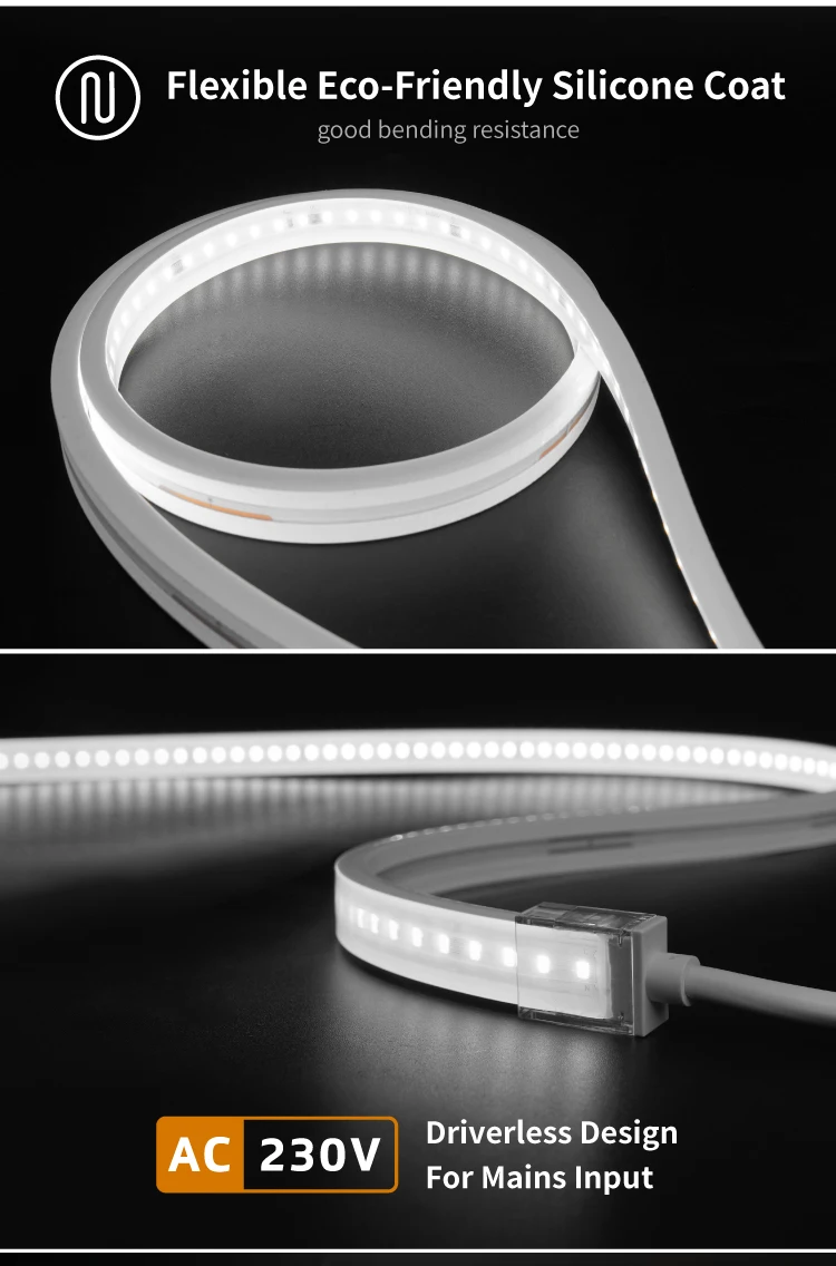 Factory Price High Voltage AC 230V LED Strip Light 16*07mm 12W/M 1800k ...